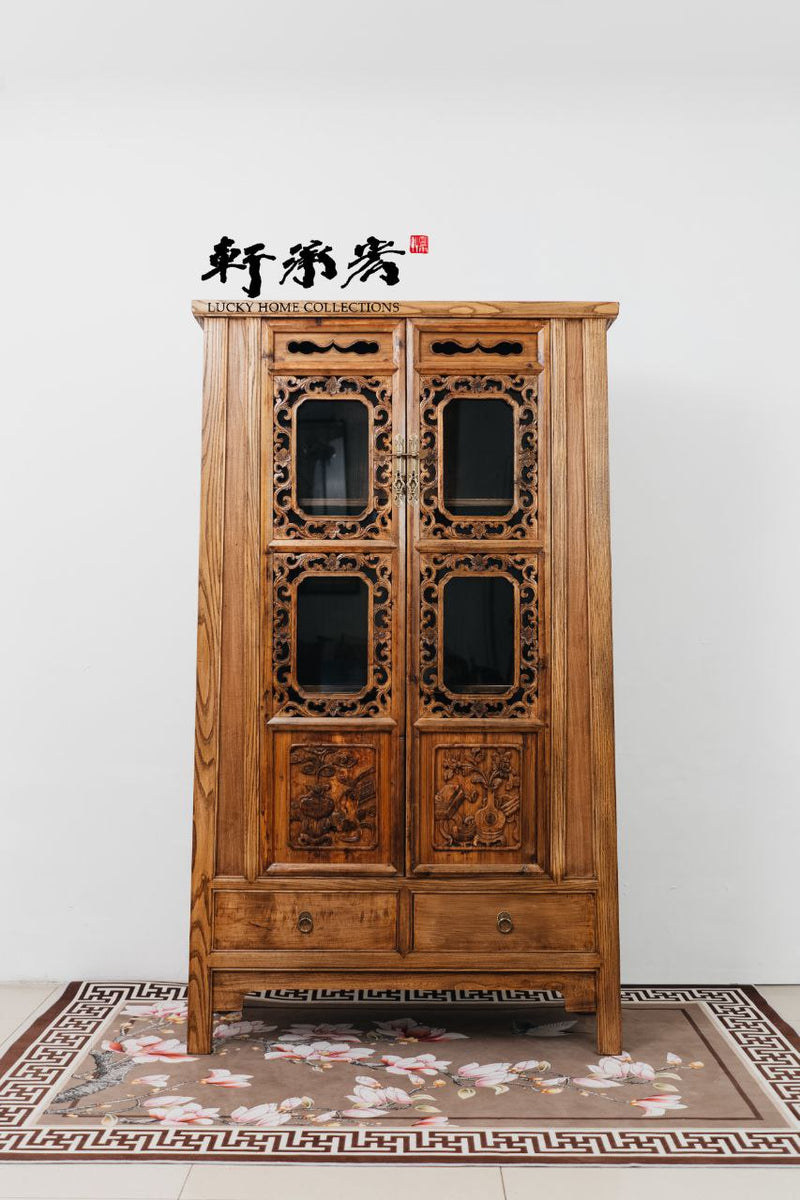 display cabinet with intricate carving in foliage scrolls motifs ...