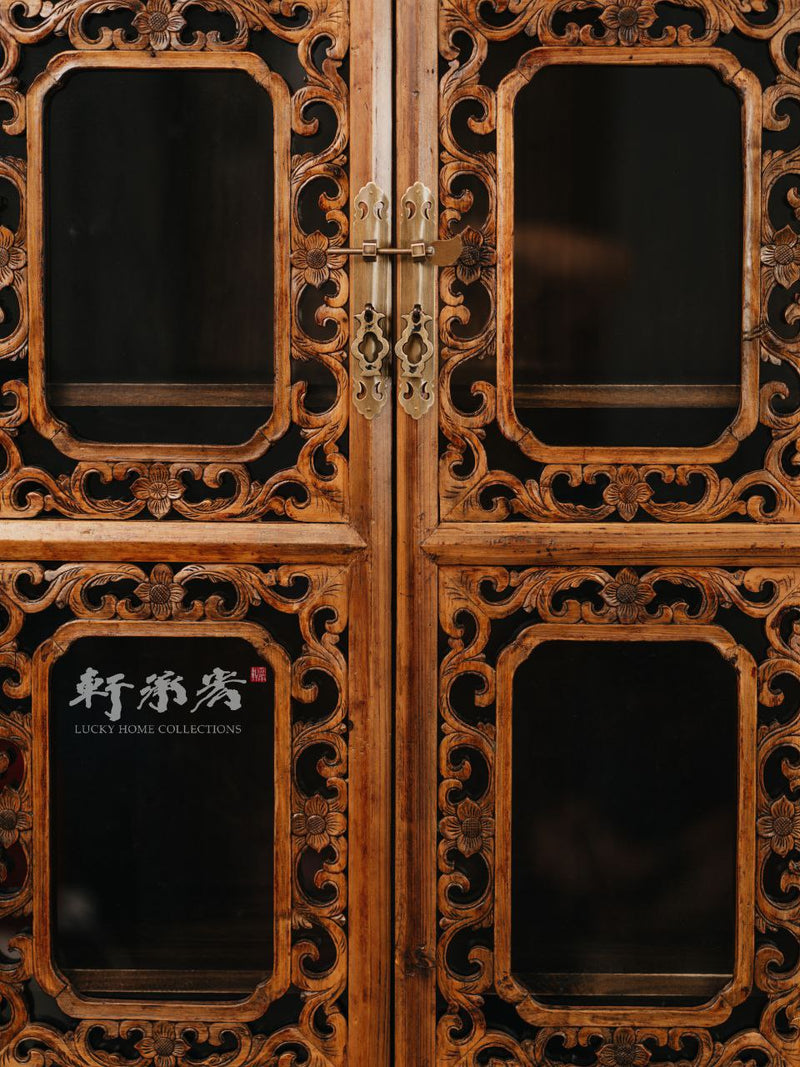 display cabinet with intricate carving in foliage scrolls motifs ...
